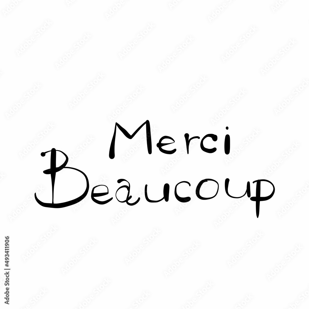 Merci hand lettering, brush ink calligraphy, Vector illustration Stock ...