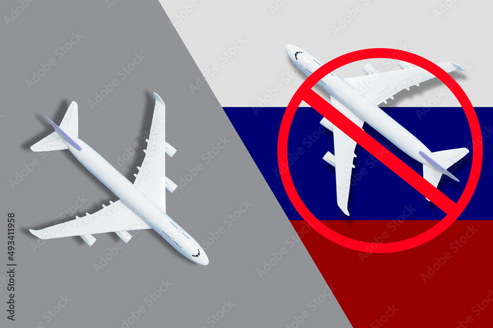 no travel by plane closed sky because of war conflict between Russian ...