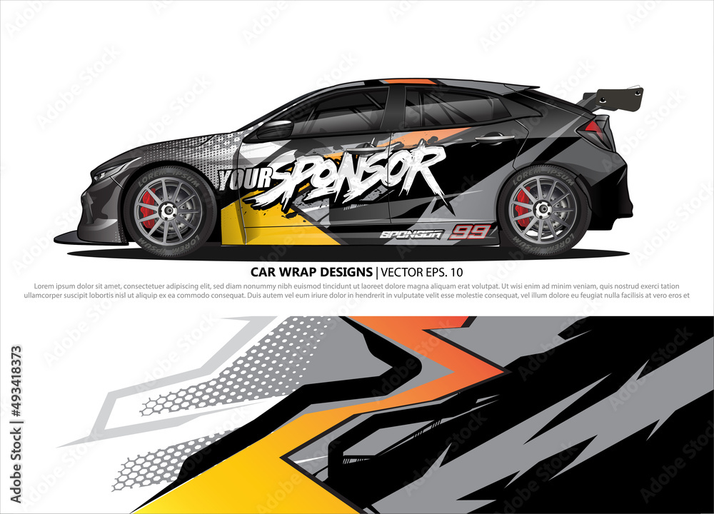 car wrap design. simple lines with abstract background vector concept ...