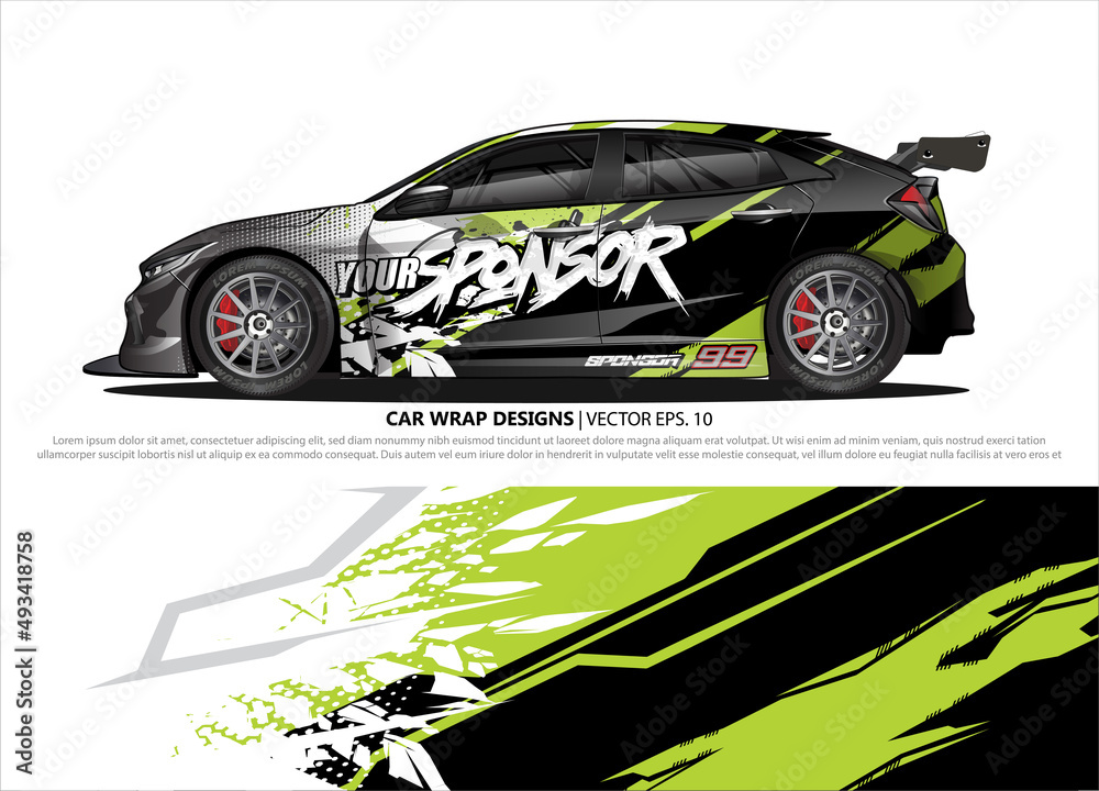 car wrap design. simple lines with abstract background vector concept ...