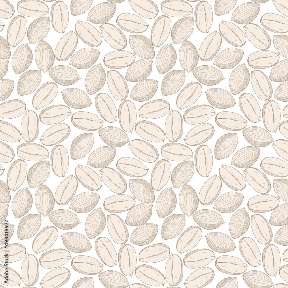 Simple Contoured Peanut nut Illustrations, Seamless Organic food ...