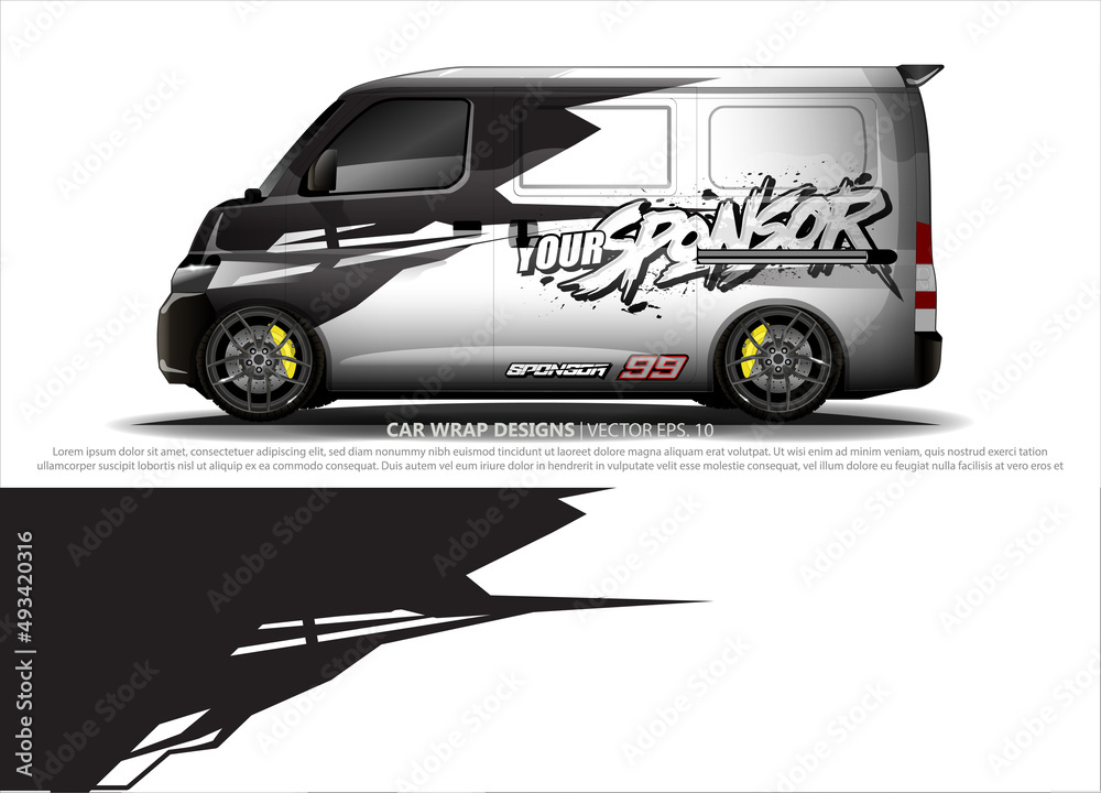 car wrap design. simple lines with abstract background vector concept ...