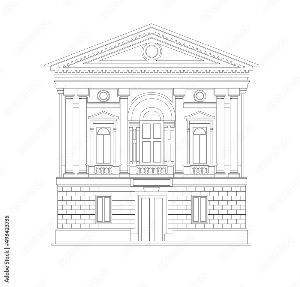 DRAWING OF HISTORICAL BUILDINGS OF VENICE, ANCIENT ITALIAN ARCHITECTURE ...