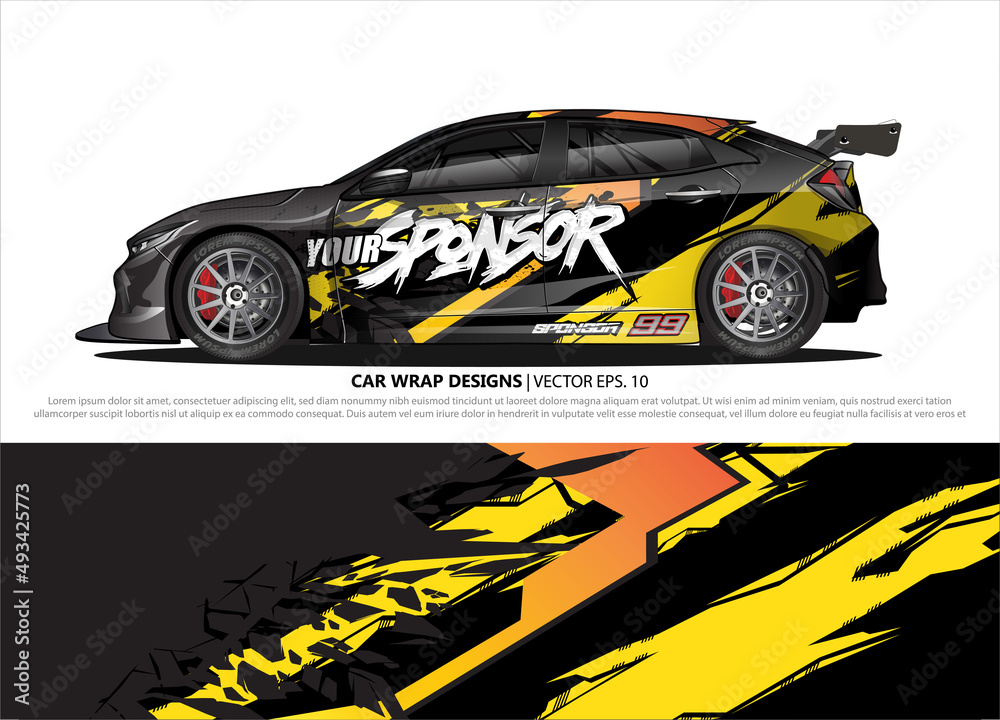 car wrap design. simple lines with abstract background vector concept ...