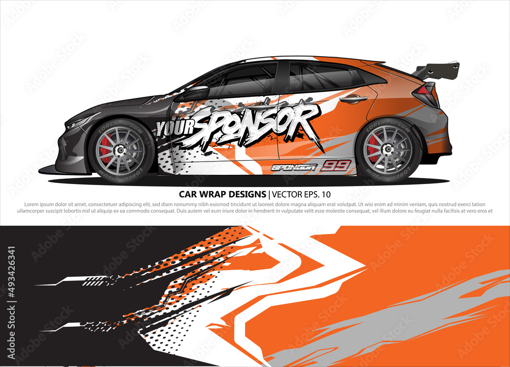 car wrap design. simple lines with abstract background vector concept ...