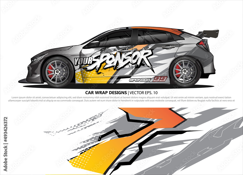 car wrap design. simple lines with abstract background vector concept ...