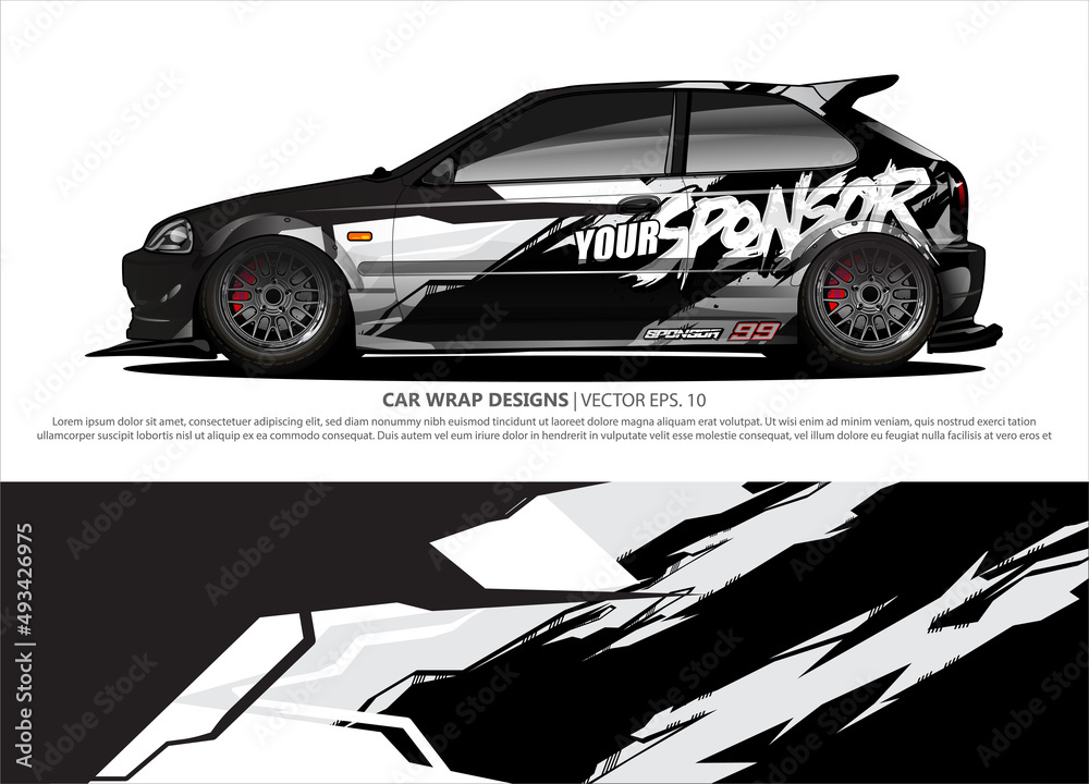 car wrap design. simple lines with abstract background vector concept ...