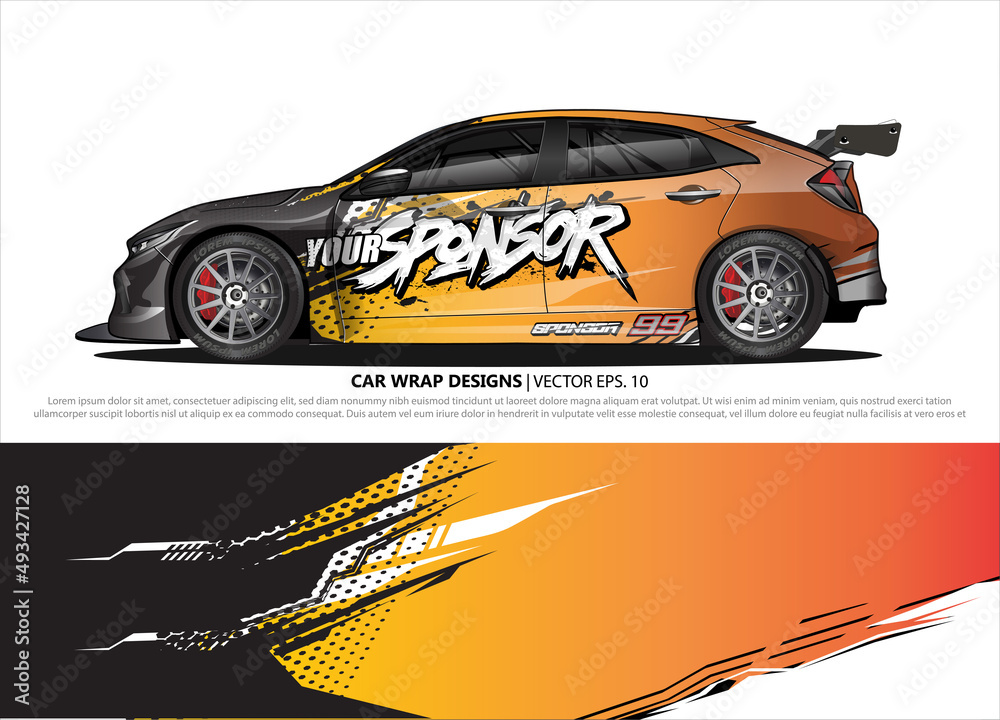 car wrap design. simple lines with abstract background vector concept ...