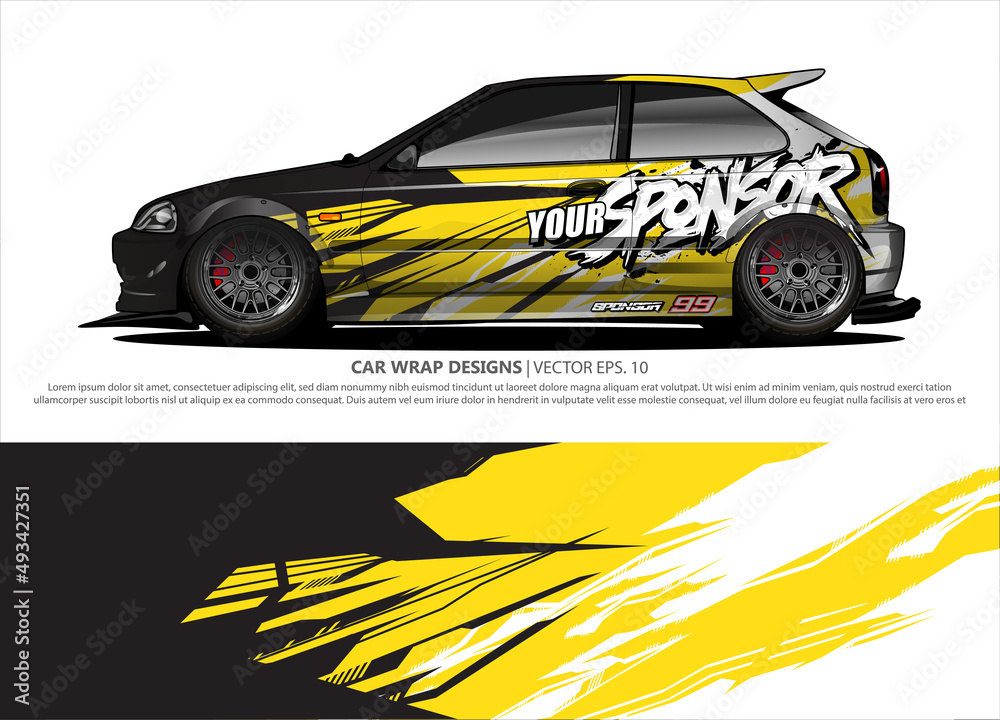 car wrap design. simple lines with abstract background vector concept ...
