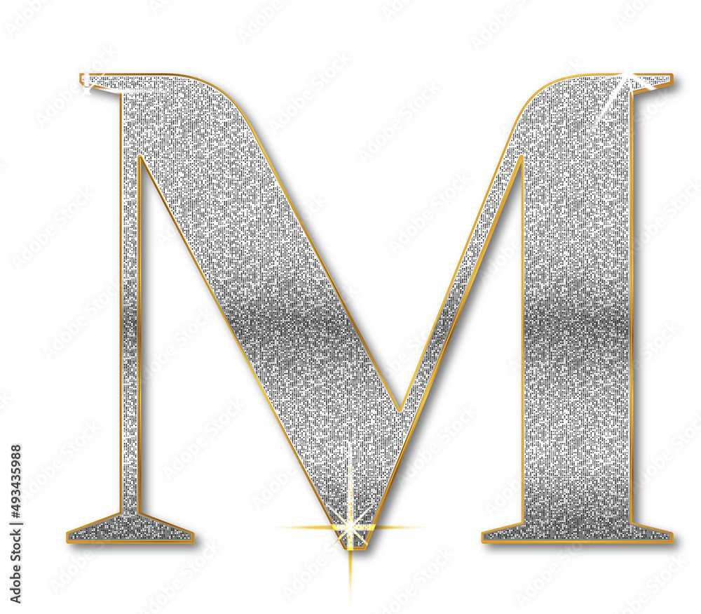 Golden Letter M With Diamonds Stock Illustration | Adobe Stock