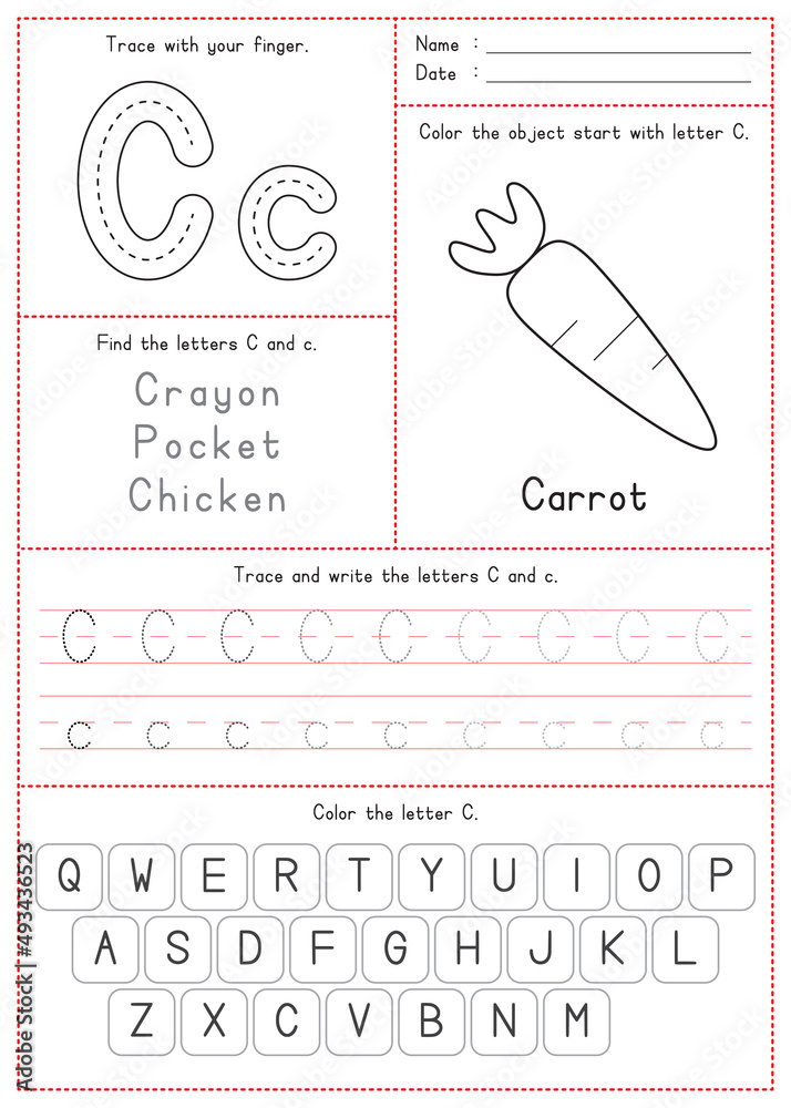 Children Learning Printable - Tracing, Coloring, and Writing Alphabet C ...