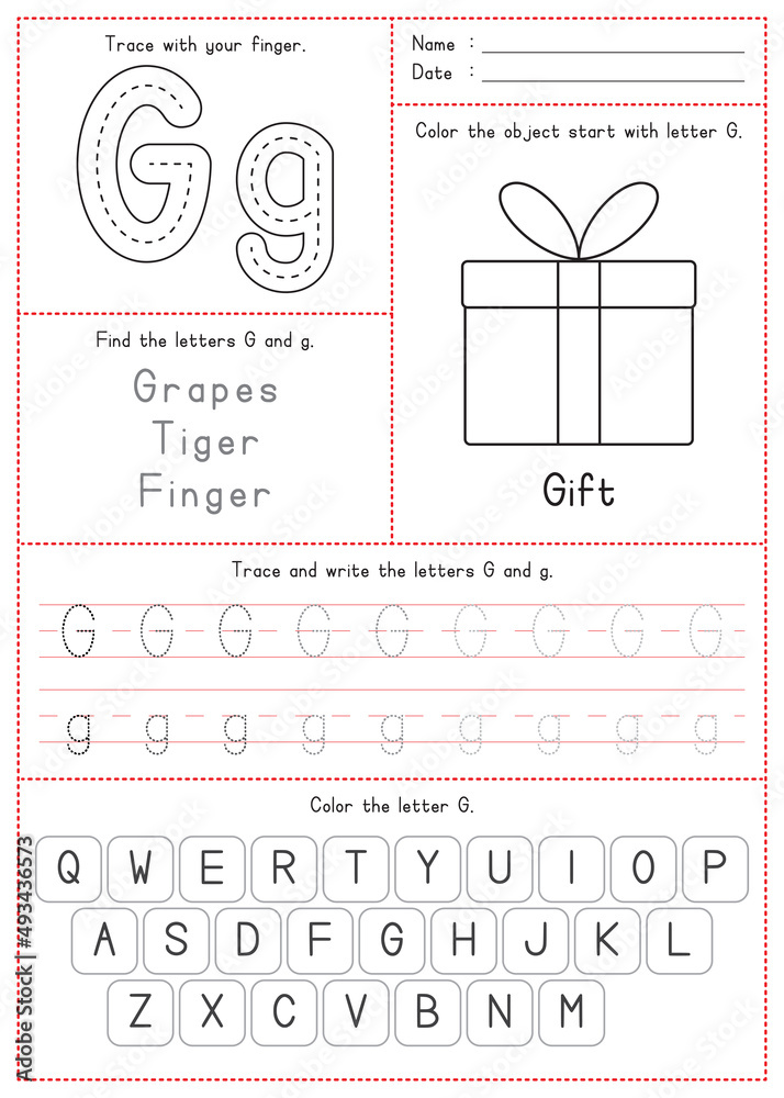 Children Learning Printable - Tracing, Coloring, and Writing Alphabet G ...