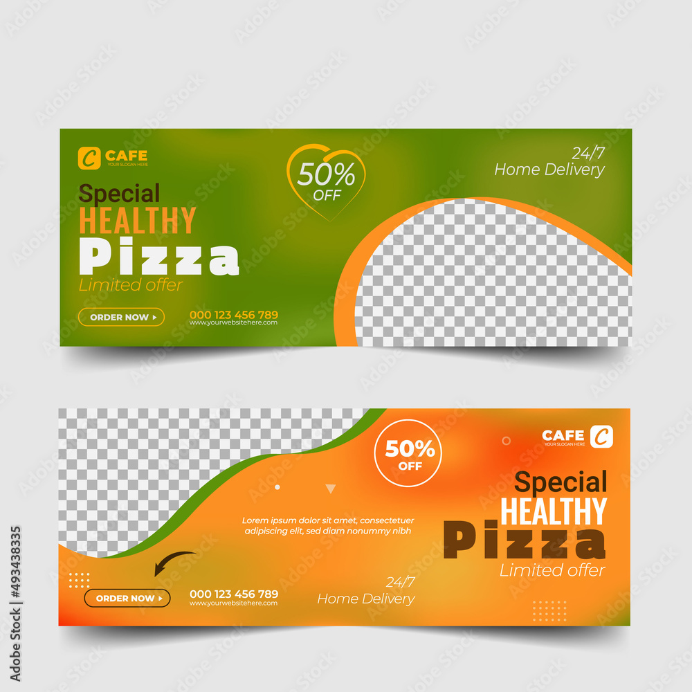 Restaurant fast food social media web banner vector design template ...
