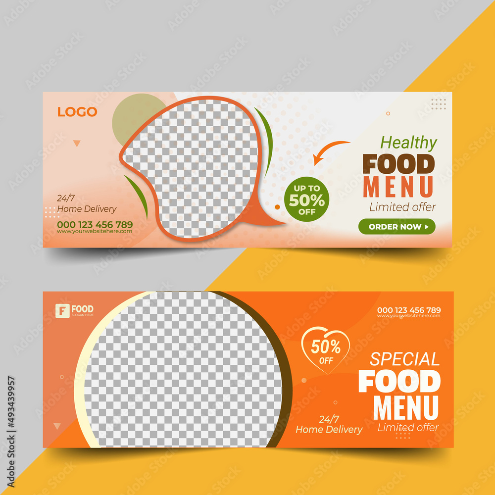 Restaurant fast food social media web banner vector design template ...