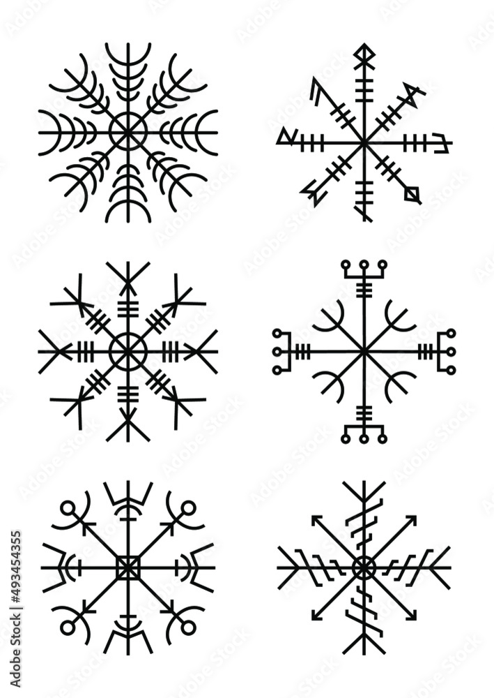 Ancient pagan talisman. Vector set of mystical viking runes. Norse ...