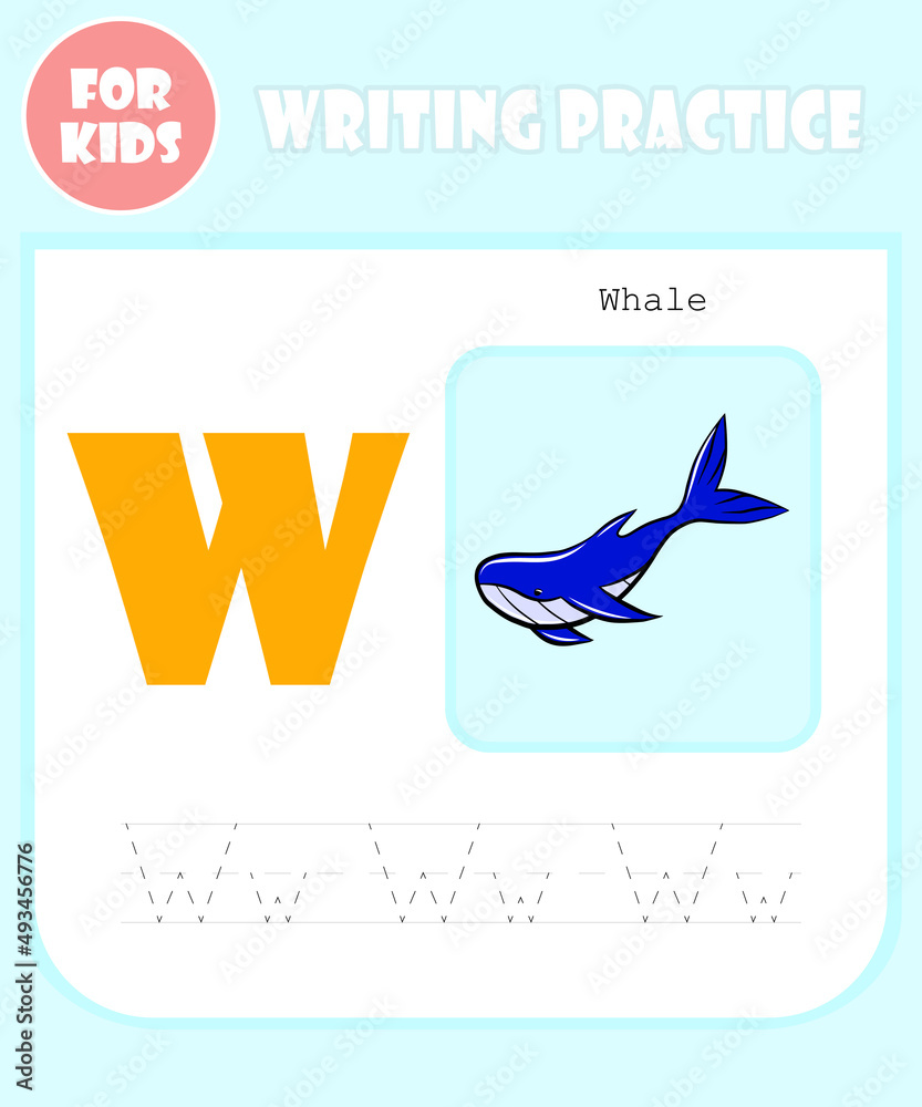Writing practice book page, vector alphabet cartoon template, education ...