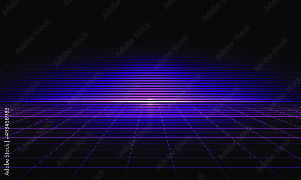 Retro cyberpunk style 80s Sci-Fi Background Futuristic with laser grid ...