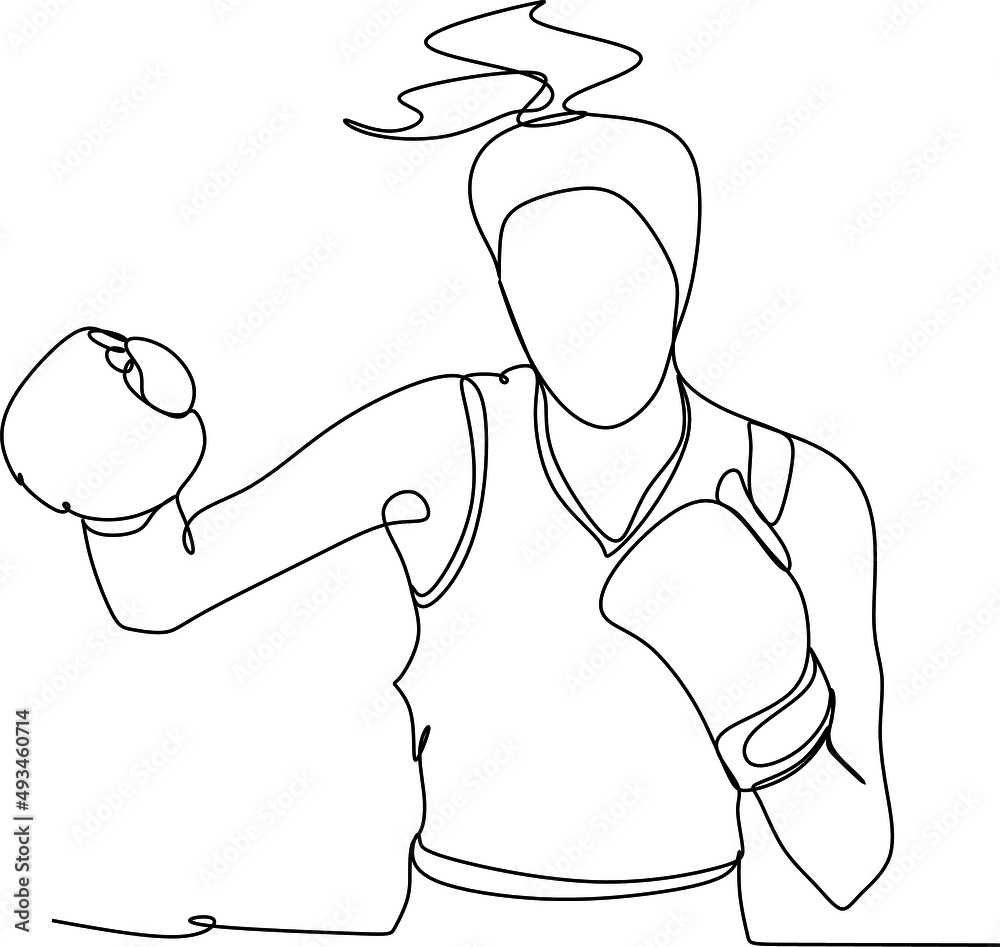 Continuous line art or one line drawing of a healthy boxer vector ...