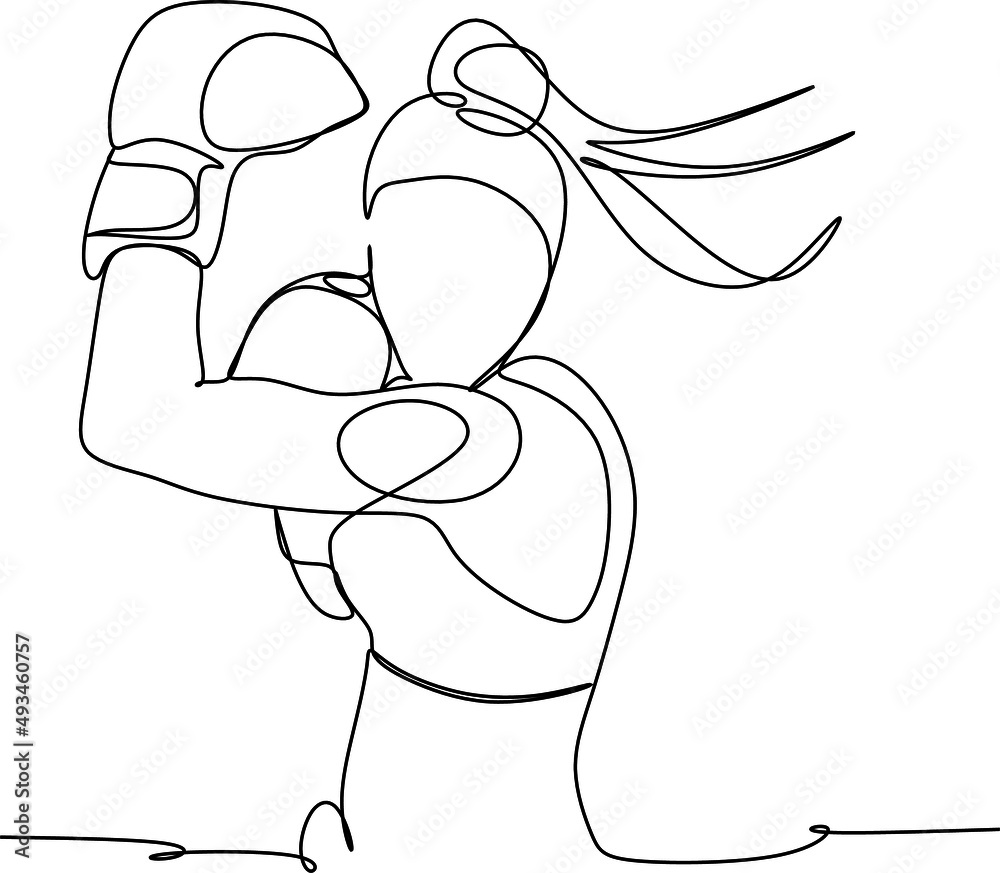 Continuous line art or one line drawing of a healthy boxer vector ...