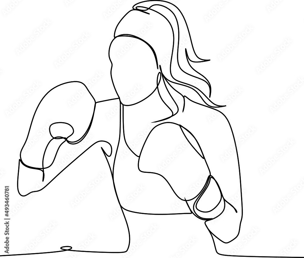 Continuous line art or one line drawing of a healthy boxer vector ...