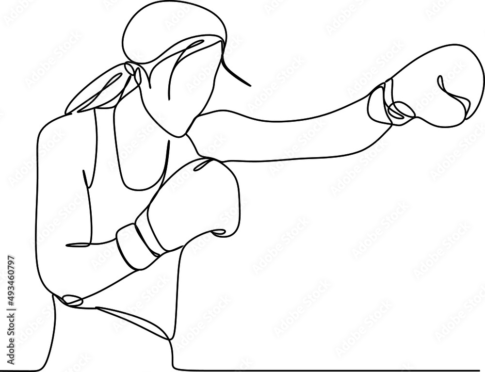 Continuous line art or one line drawing of a healthy boxer vector ...