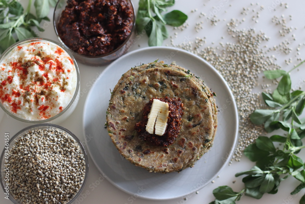 Bajra methi thepla. Indian flat bread made of pearl millet flour ...
