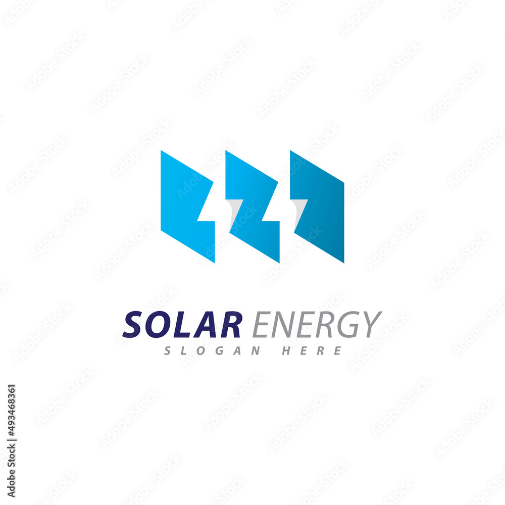 Sun energy logo design template. Creative Solar panel energy electric ...