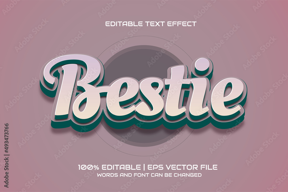 bestie grean 3D logo mock up template Editable text Effect Style Stock ...