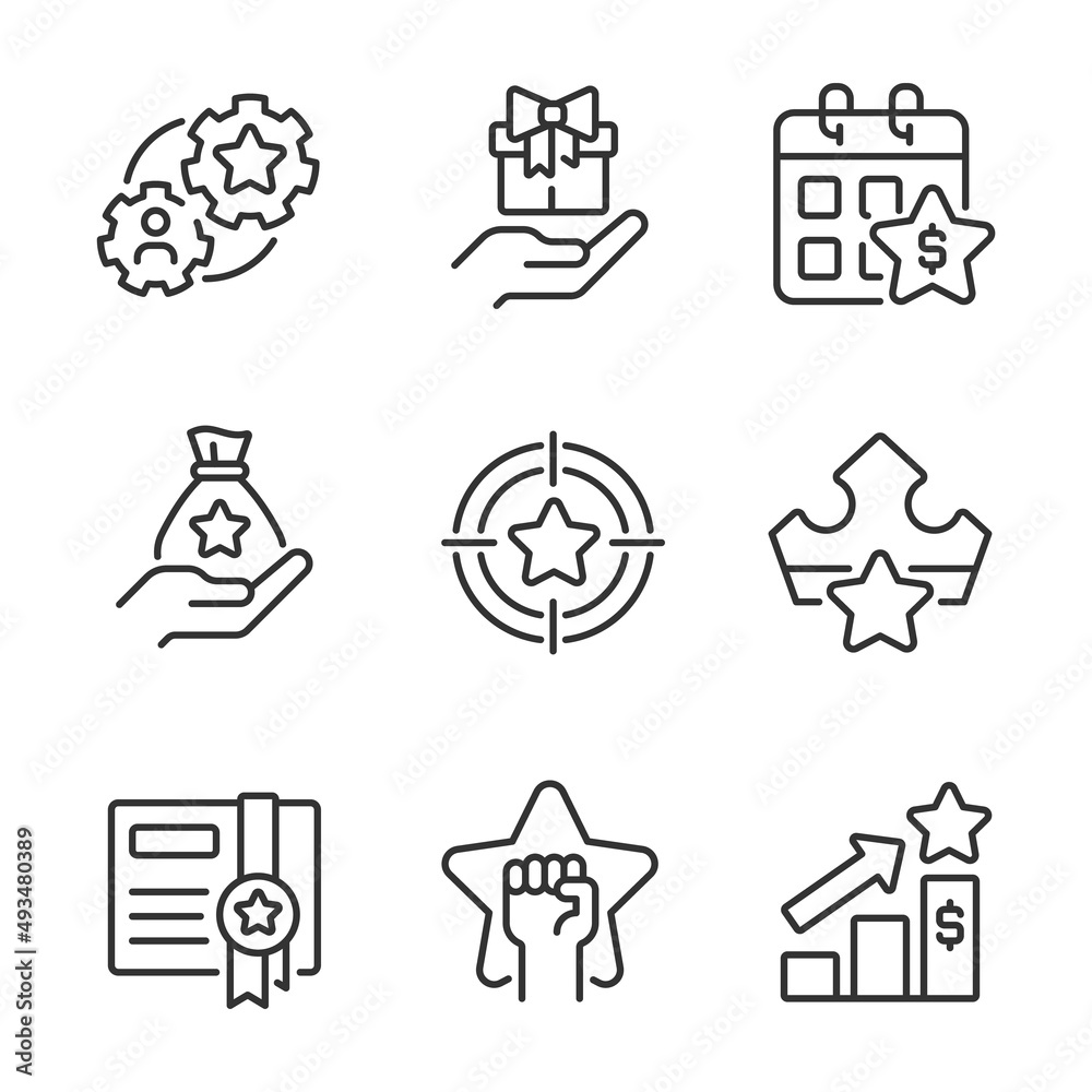 Incentive compensation pixel perfect linear icons set. Raising ... Incentive compensation pixel perfect linear icons set. Raising ...