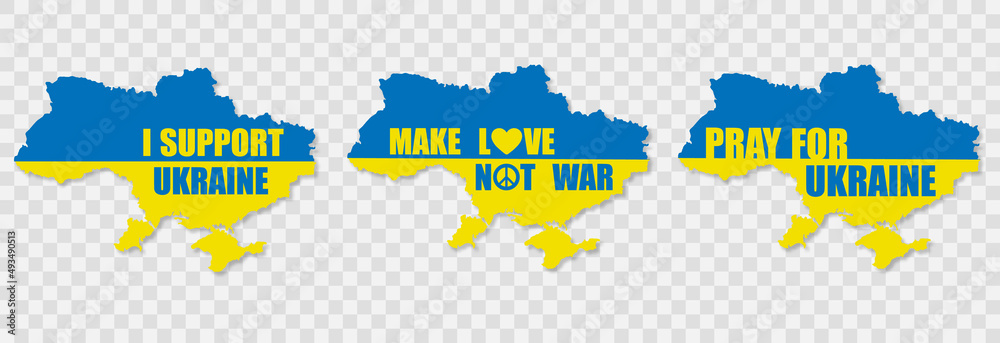 No war! Symbols with the colors of the Ukrainian flag. Russia vs ...