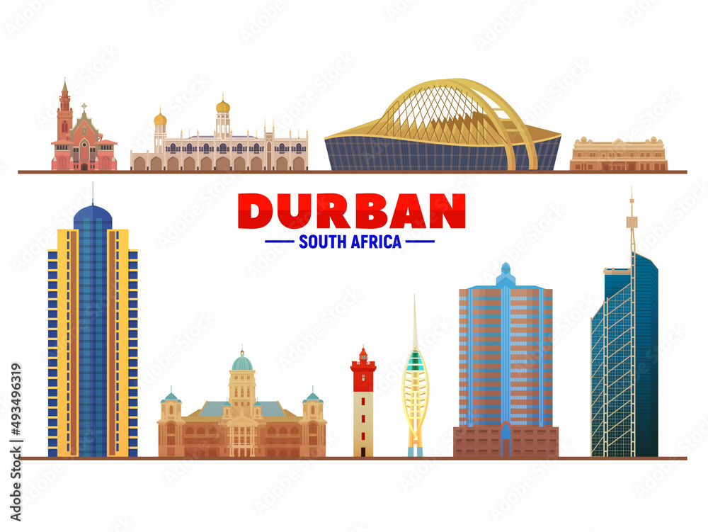Durban (South Africa) city landmarks. Vector Illustration. Business ...