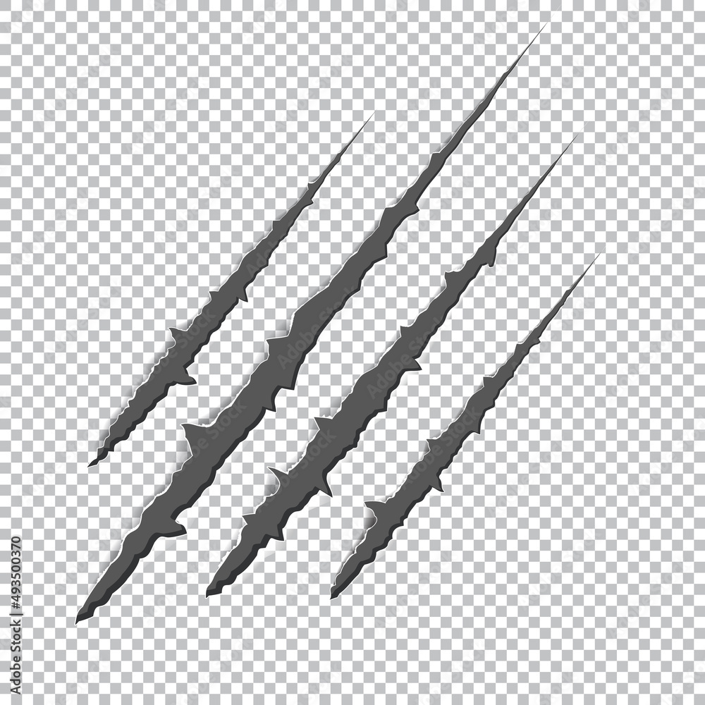 Illustration of claw scratches isolated on transparent background ...