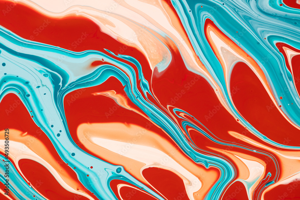 Smooth acrylic texture with a blending of paint colors. The colored ...