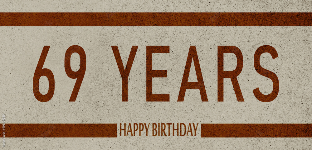69 Years Anniversary Celebration,Happy Birthday Card design,birthday ...