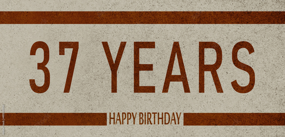 37 Years Anniversary Celebration,Happy Birthday Card design,birthday ...