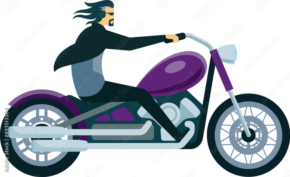 Characters riding motorcycles and scooters, motorbike riders. Men and ...