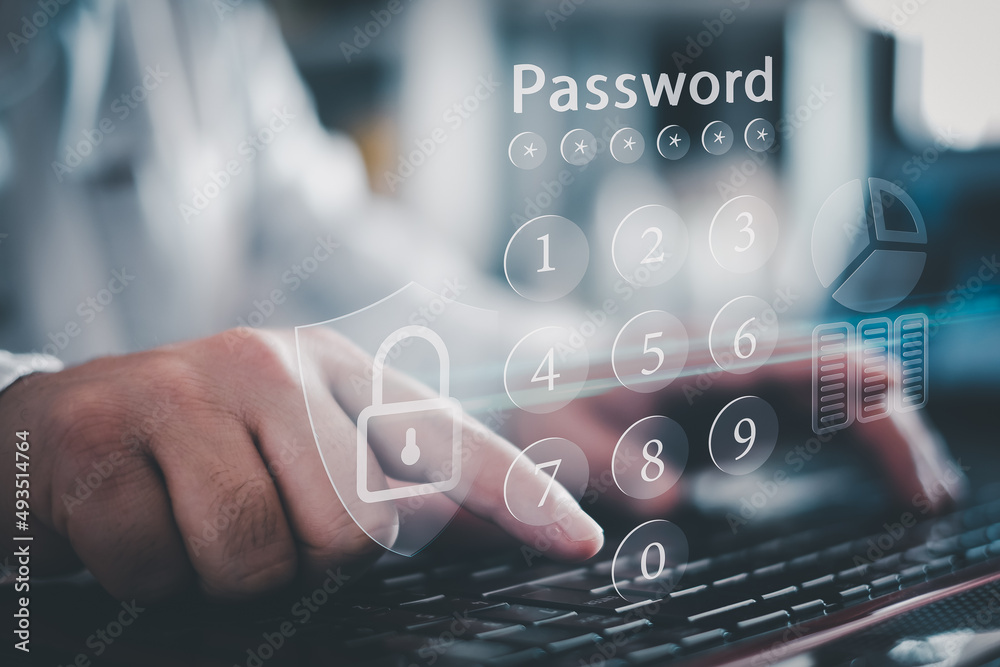 Concept of cyber security, information security and encryption, secure access to user's personal ...