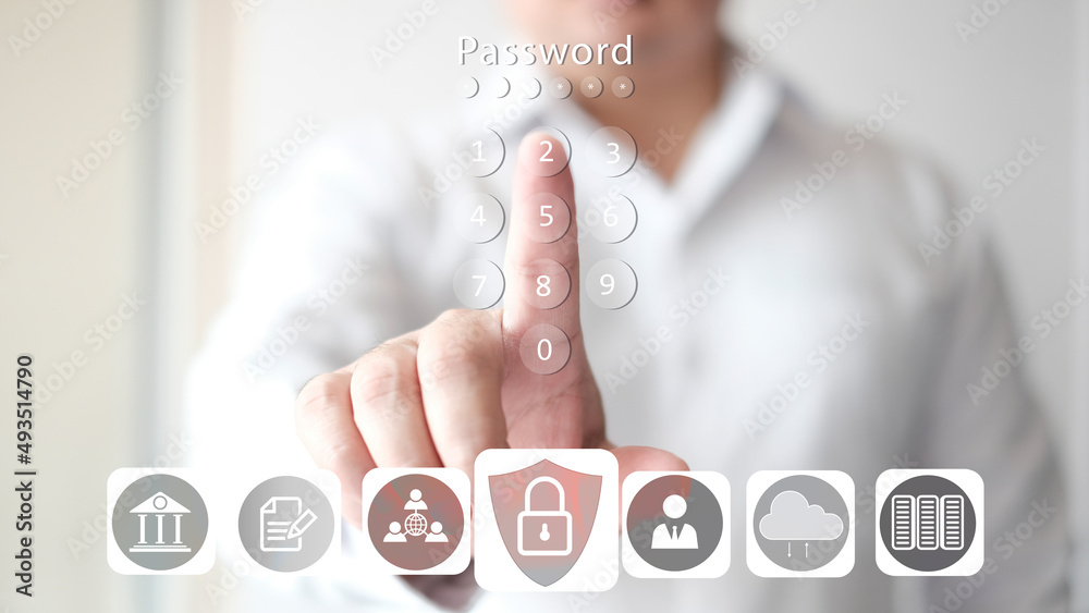 Concept of cyber security, information security and encryption, secure access to user's personal ...