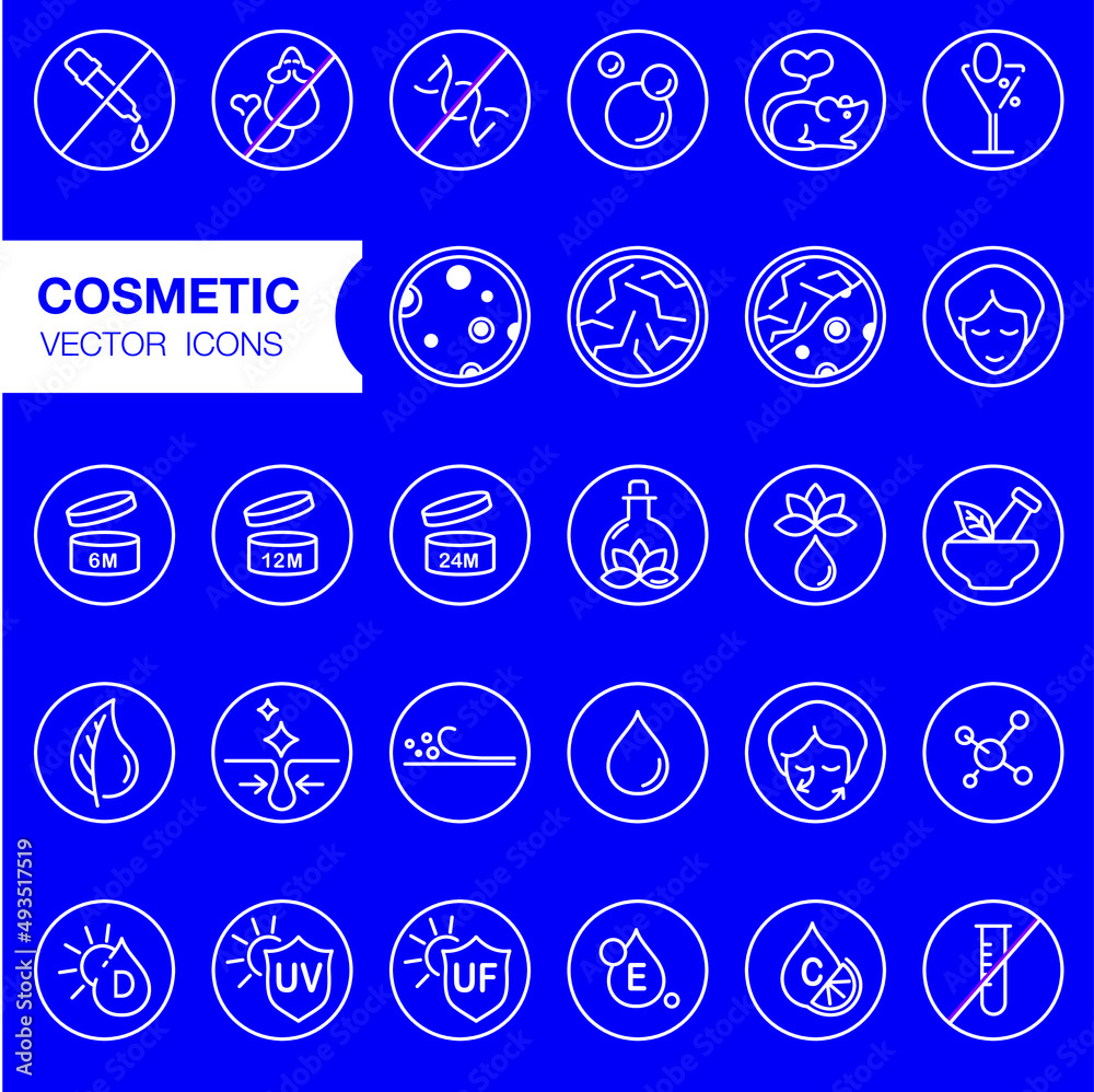 Face and body cosmetic care icons. Thin line icon set. Editable strokes ...