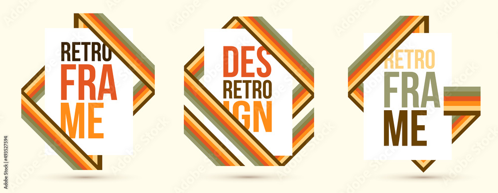 retro vintage 70s style stripes frame background poster lines. shapes ...