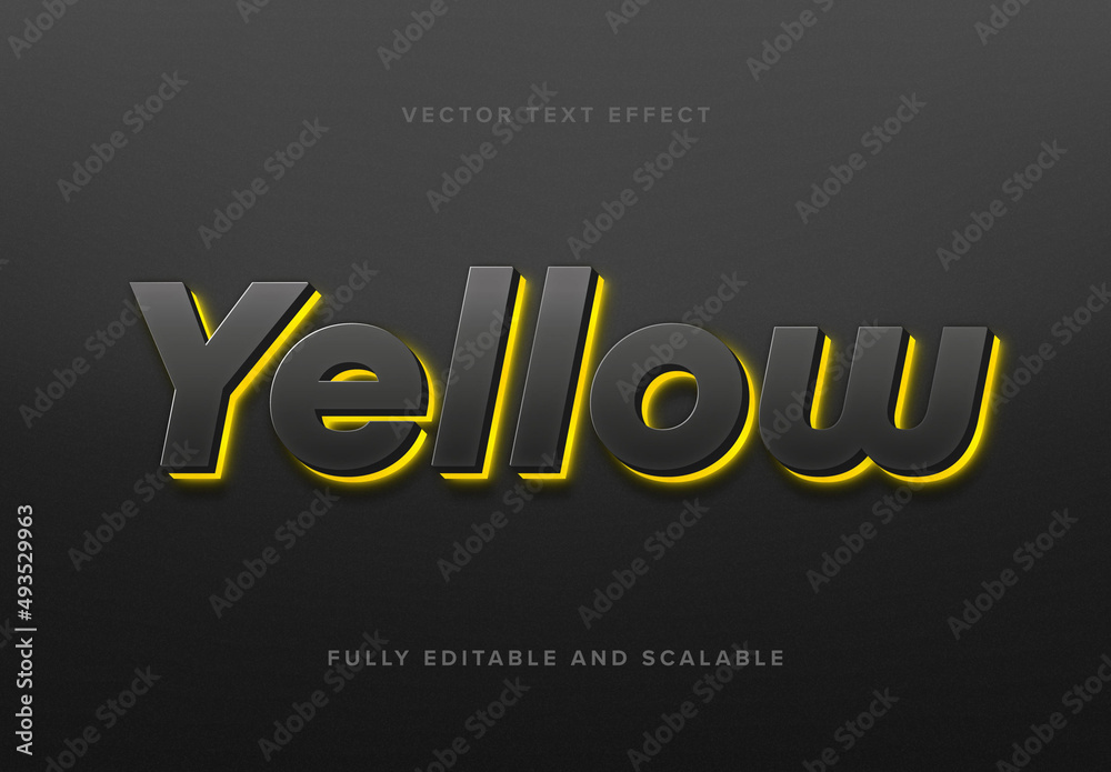 Yellow Neon Art Glow Vector Text Effect Stock Template | Adobe Stock