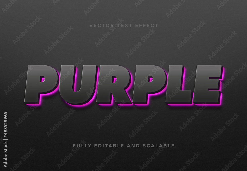 Purple Neon Art Glow Vector Text Effect Stock Template | Adobe Stock