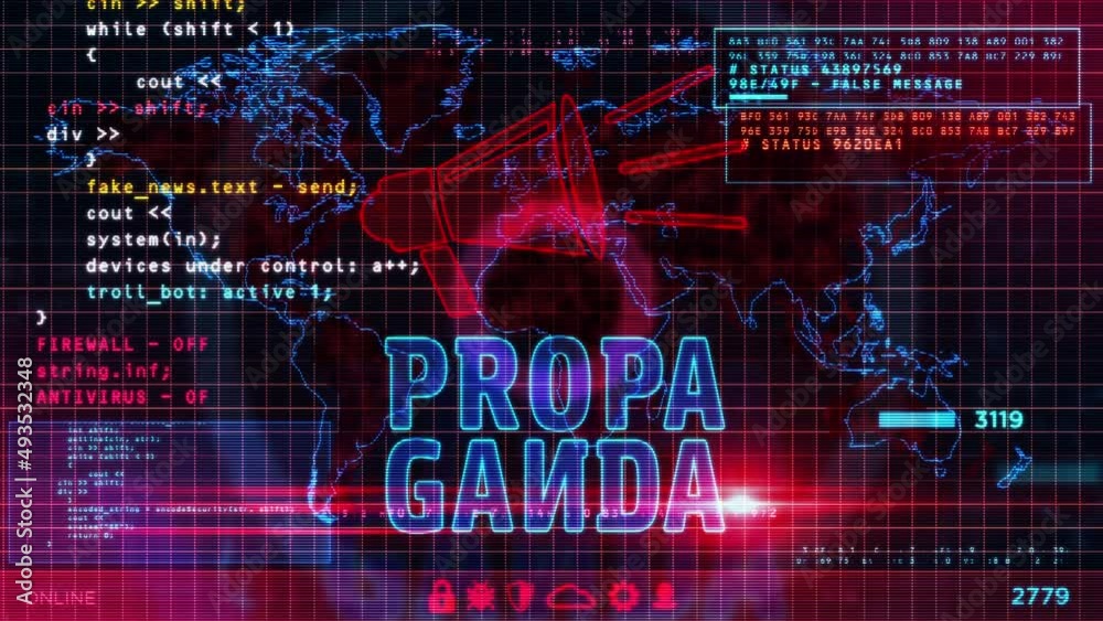 Propaganda message on computer screens. Fake news, disinformation and ...