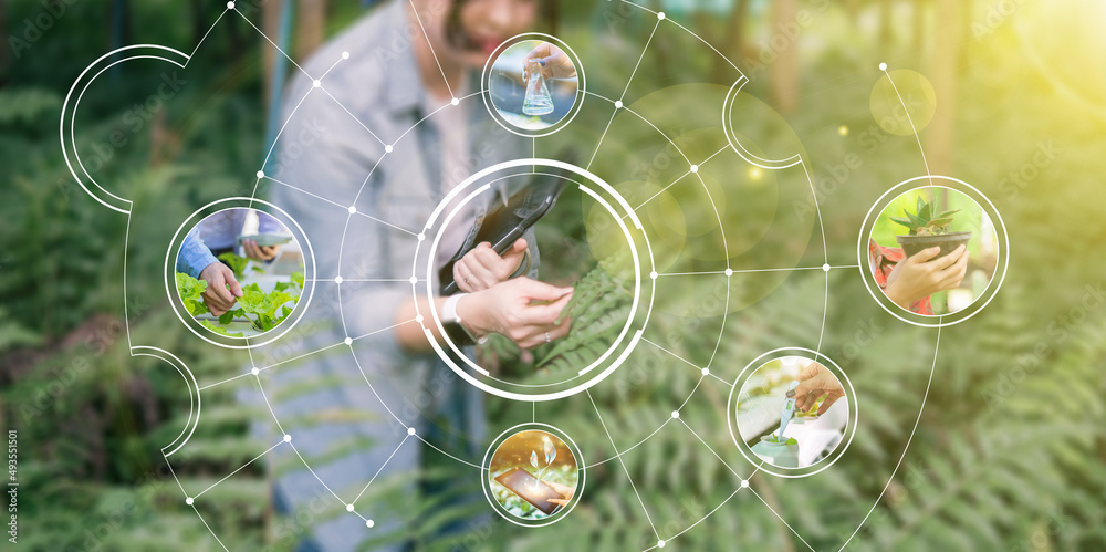 Various photos of Agriculture farmers using computer laptop device ...