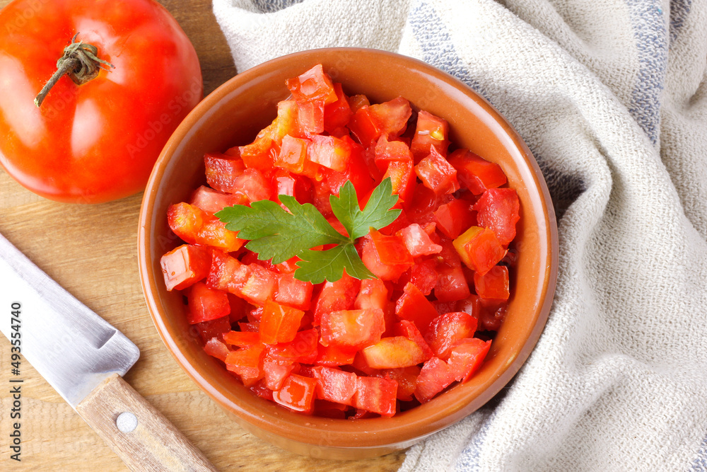 Diced Tomatoes In A Bowl