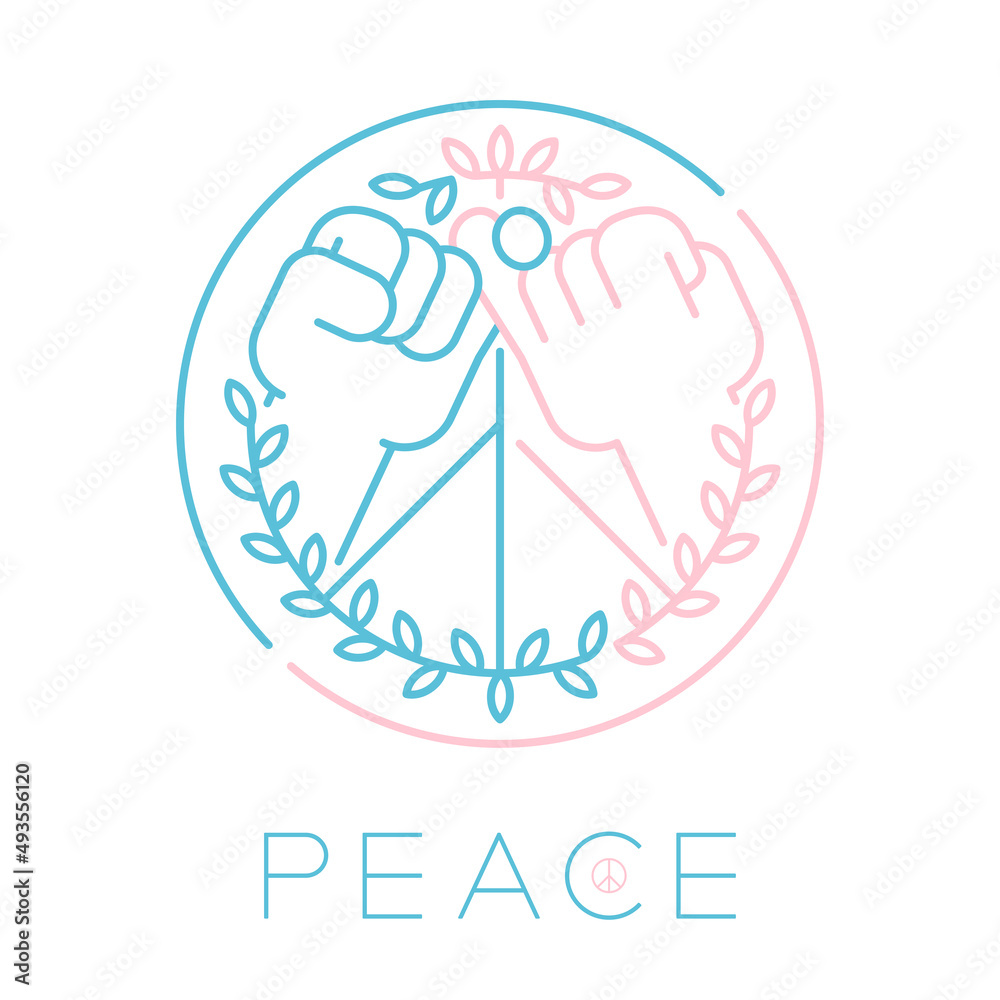 Logo Peace Pinky swear little finger with olive branch editable stroke ...
