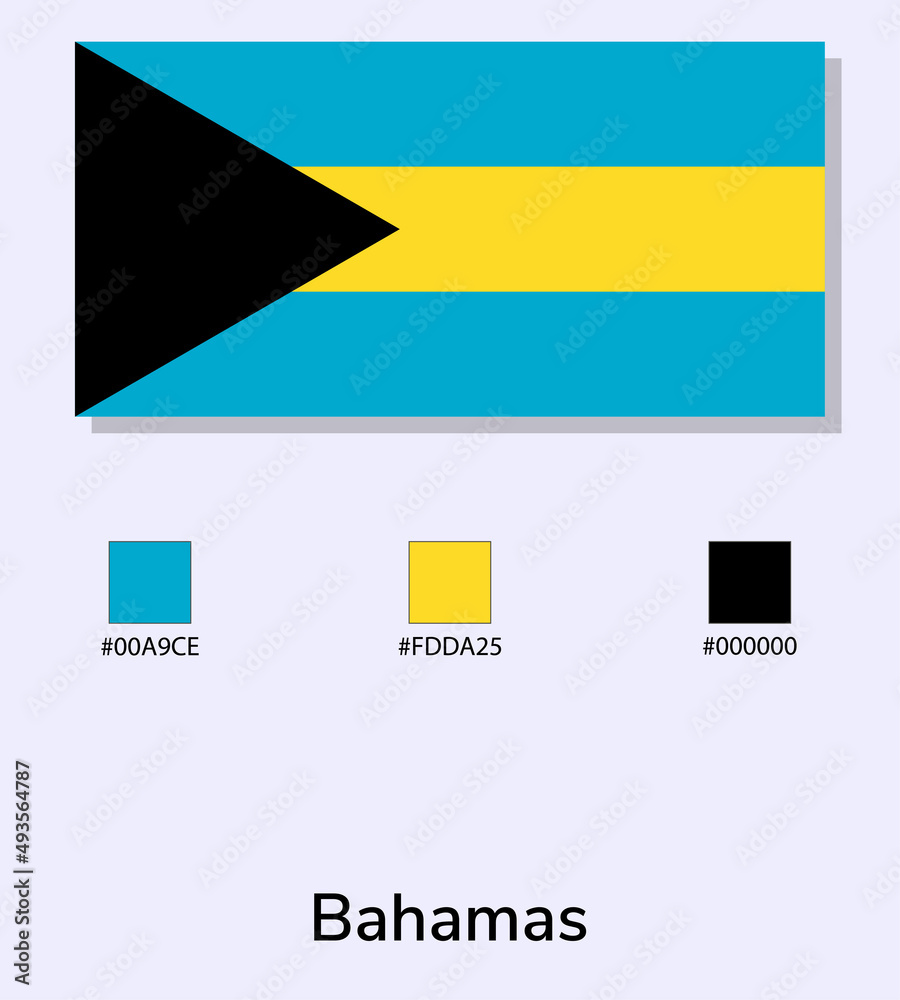 Vector Illustration of Bahamas flag isolated on light blue background. Illustration Bahamas flag ...