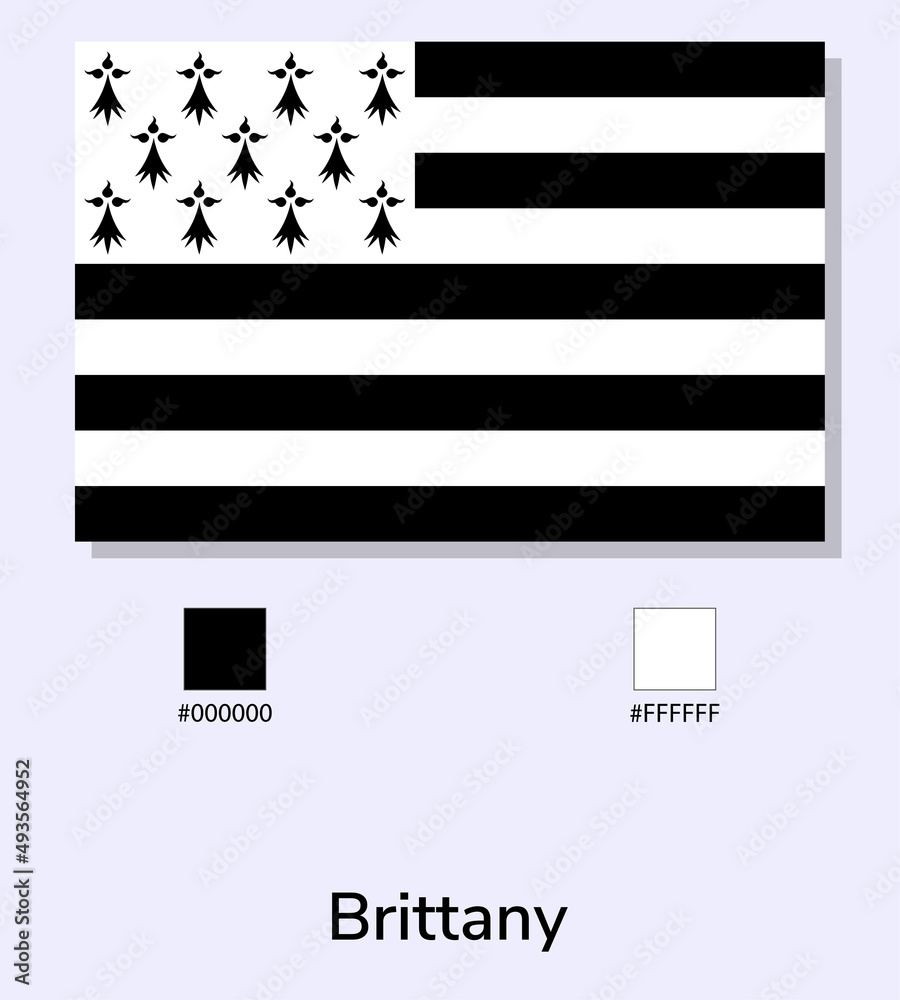 Vector Illustration of Brittany flag isolated on light blue background. Illustration Brittany ...