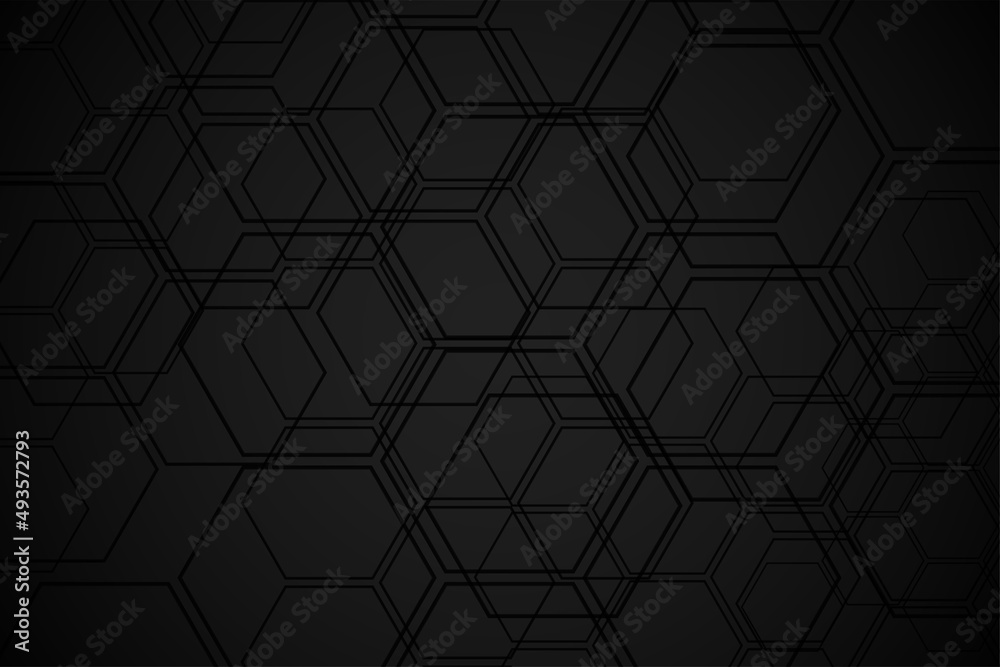 black background with hexagonal shapes Stock Vector | Adobe Stock