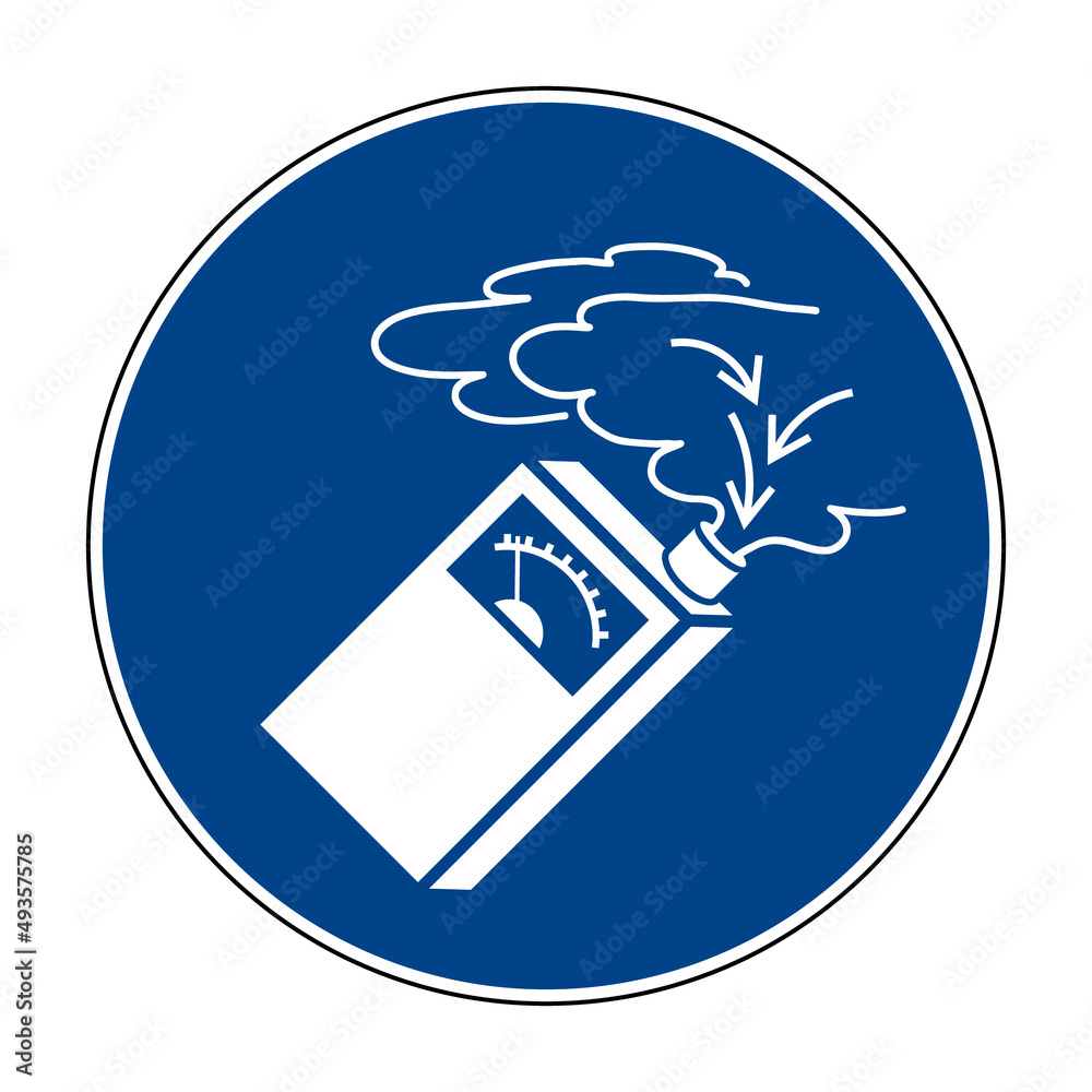 Use gas detector sign. Vector illustration of circular blue mandatory ...